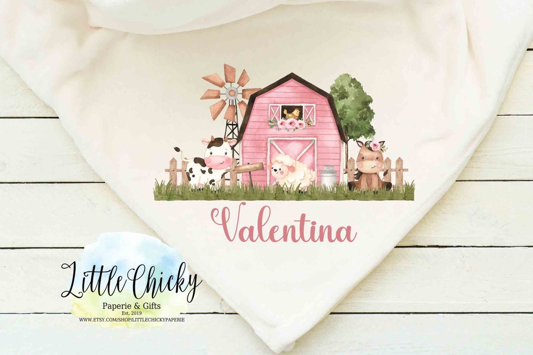 Pink Farm Animals Sublimation Design, Pink Farm Animals Baby Blanket ...