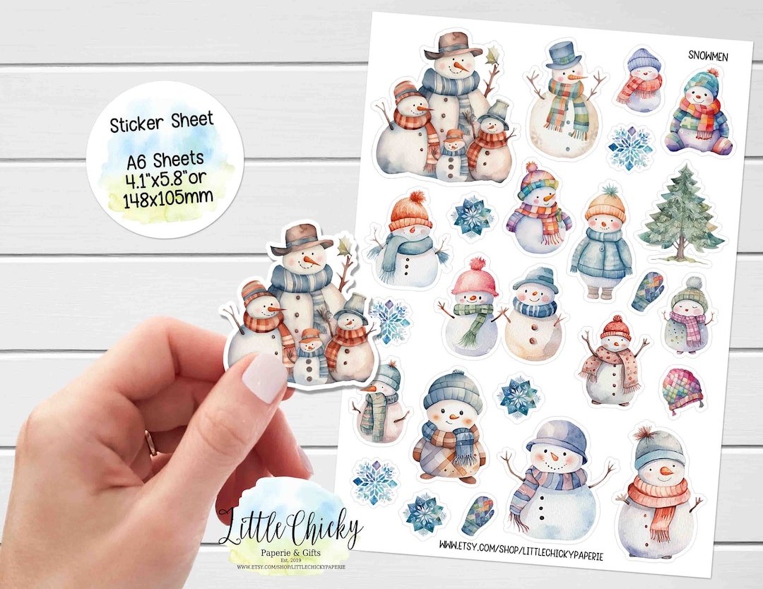 Sticker Sheet - Snowmen Stickers, Winter Stickers, Planner Stickers ...