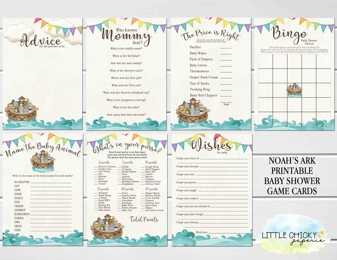 Noah's Ark Baby Shower Games Bundle, Baby Shower Games Bundle ...