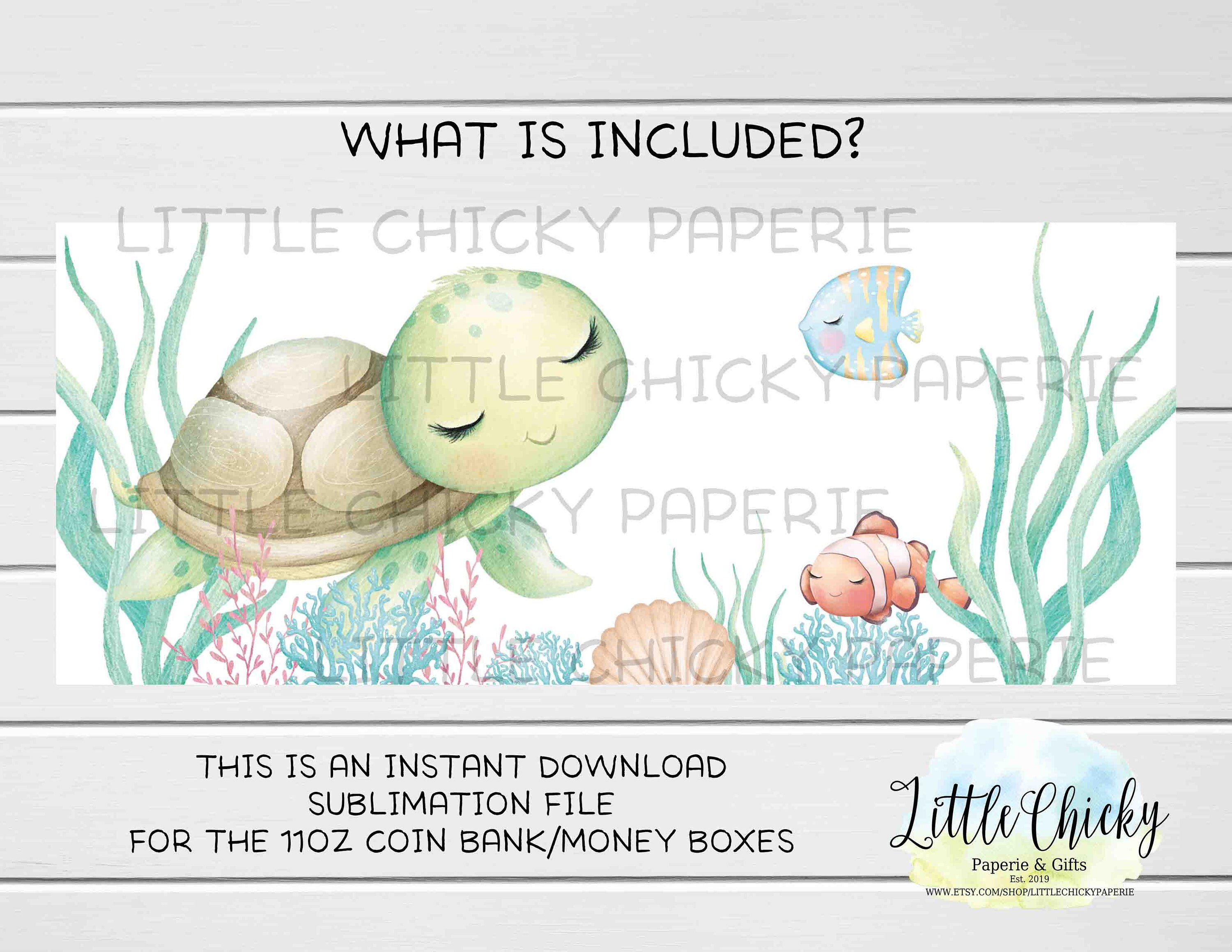 Sea Turtle Money Box Under the Sea Coin Bank Full Wrap - Etsy