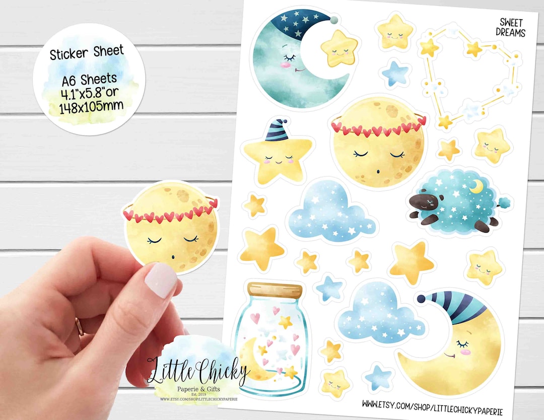 Sticker Sheet -sweet Dreams Stickers, Goodnight, Planner Stickers ...