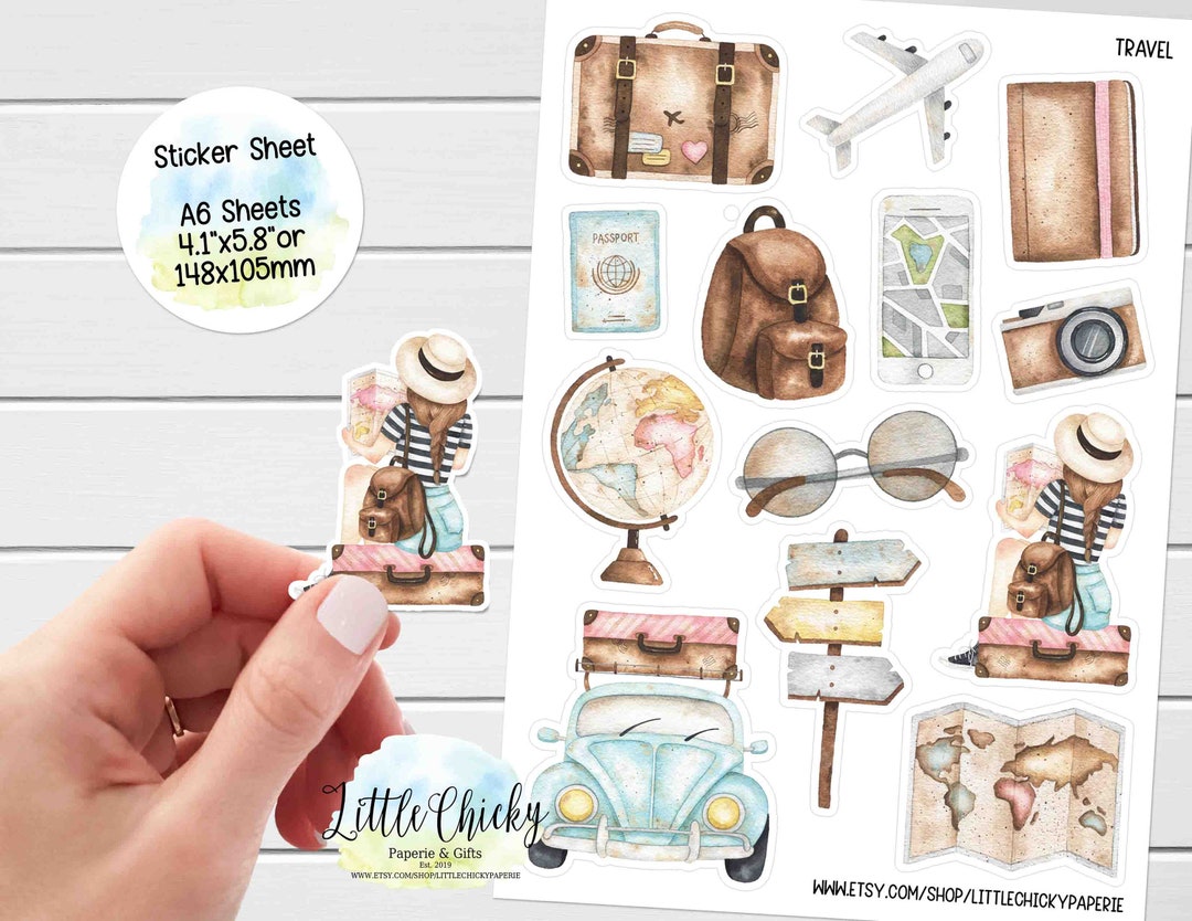 Sticker Sheet - Travel Stickers, Travel Journal, Vacation Stickers ...