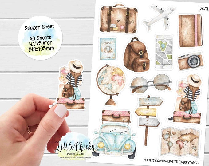 Sticker Sheet Reisen, Traveling Sticker Sheet für Journal ...