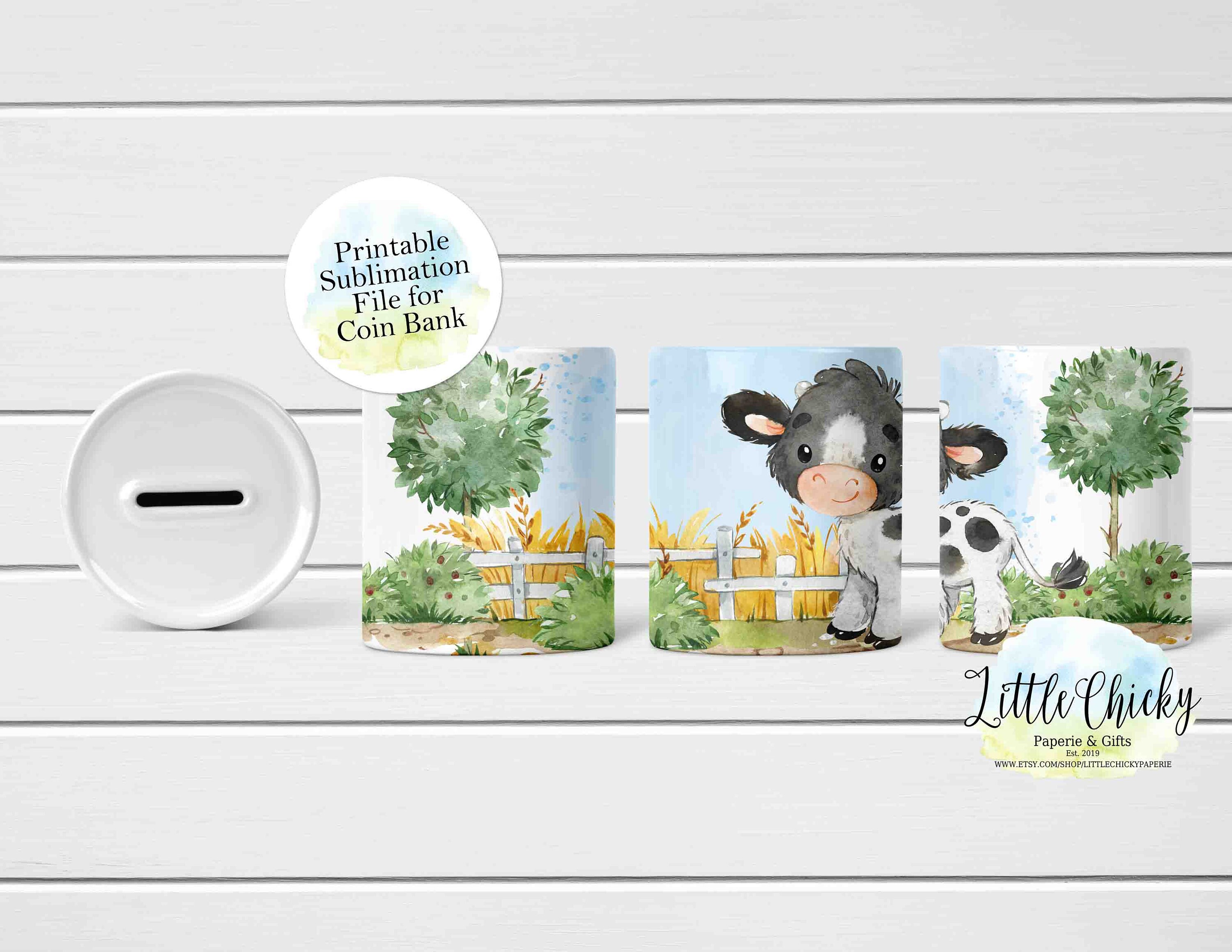 Baby Cow Money Box Cow Coin Bank Full Wrap Sublimation | Etsy