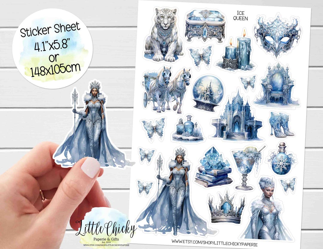 Sticker Sheet - Ice Queen Stickers, Winter Stickers, Scrapbook Stickers ...
