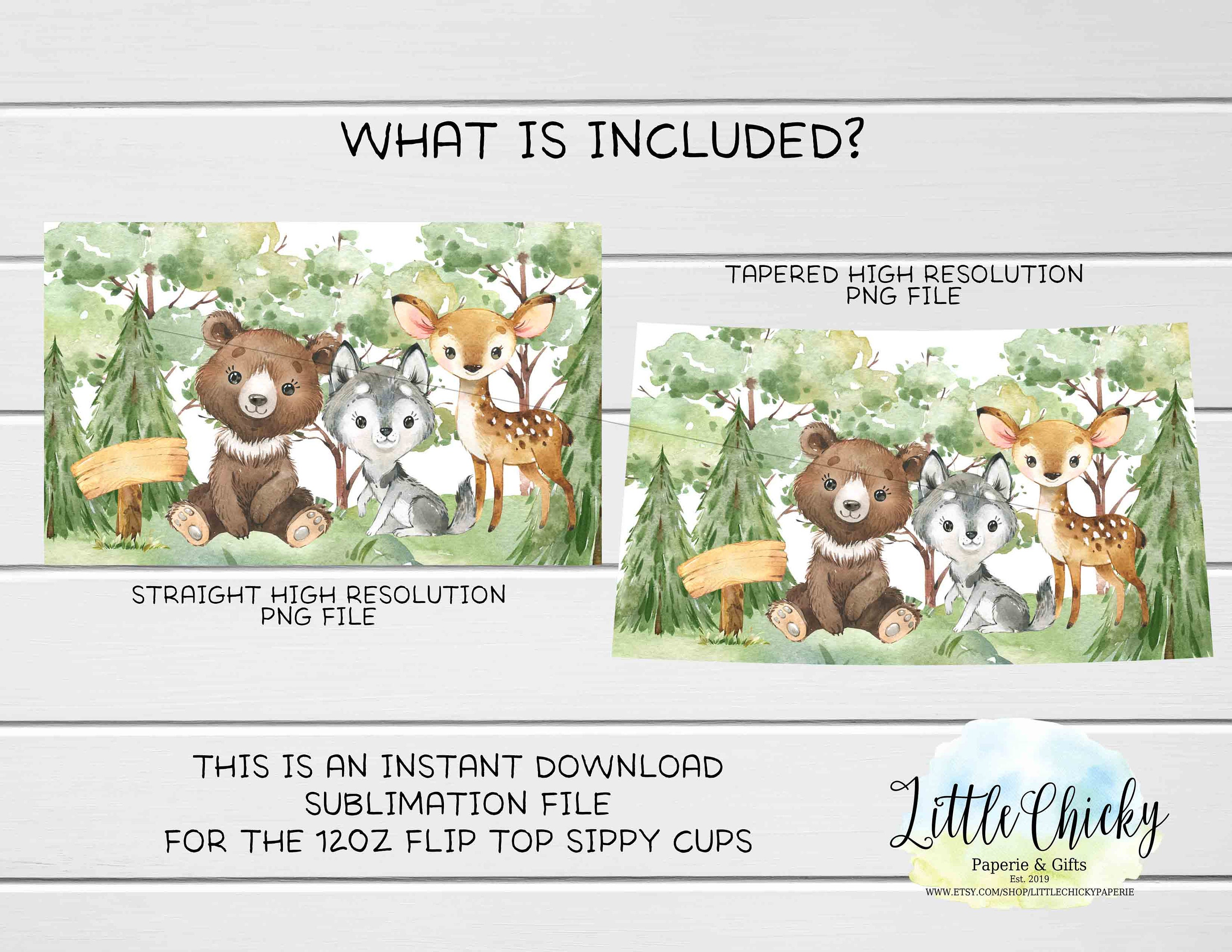 Woodland Animals 12oz Kids Flip Top Sippy Cup Sublimation - Etsy