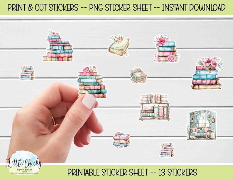 Printable Stickers - Vintage Books Stickers, Bookish Stickers, Print ...