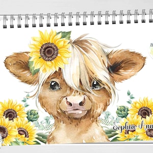 Sunflower Highland Cow Baby's First Year Calendar, First Year Calendar ...