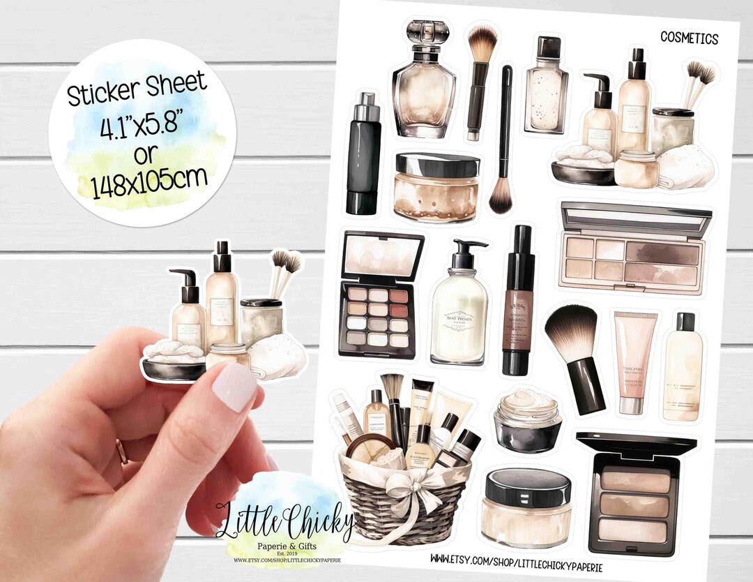 Sticker Sheet - Cosmetics Stickers, Make up Stickers, Self-care ...