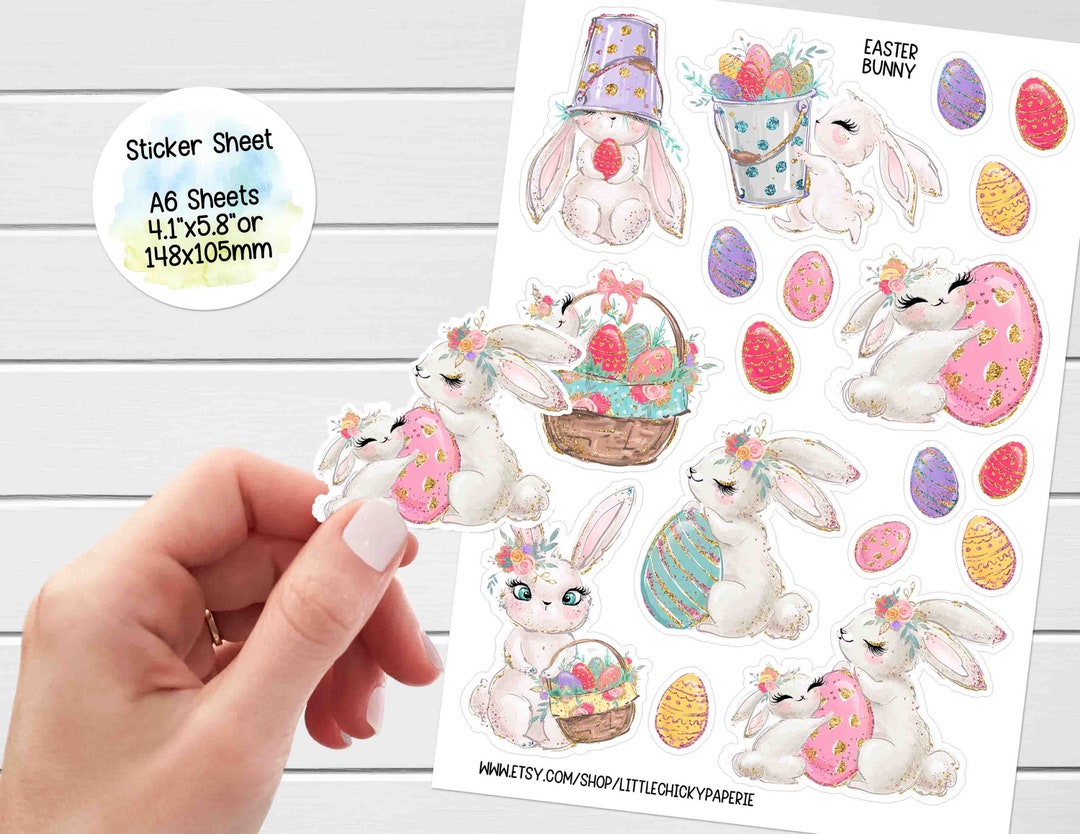 Sticker Sheet -easter Bunny Stickers, Girls, Planner Stickers ...