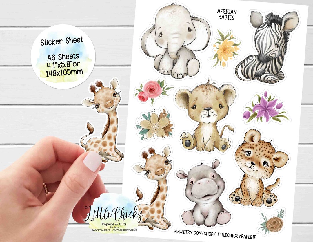 Sticker Sheet - Baby African Animals Stickers, Planner Stickers ...