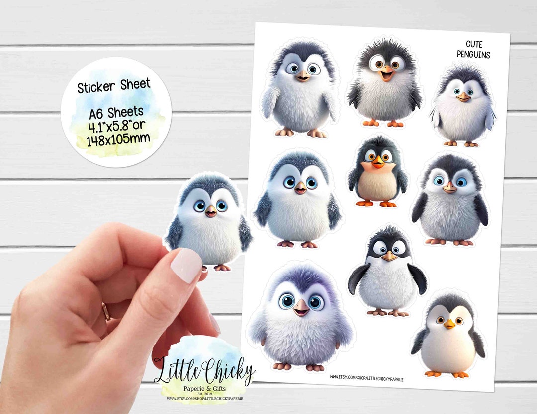 Sticker Sheet - Cute Penguin Planner Stickers, Baby Penguin Stickers ...