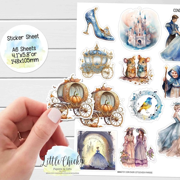 Cinderella Stickers - Etsy