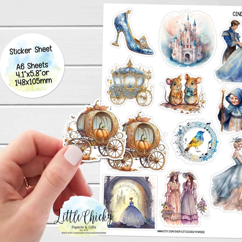 Cinderella Stickers - Etsy