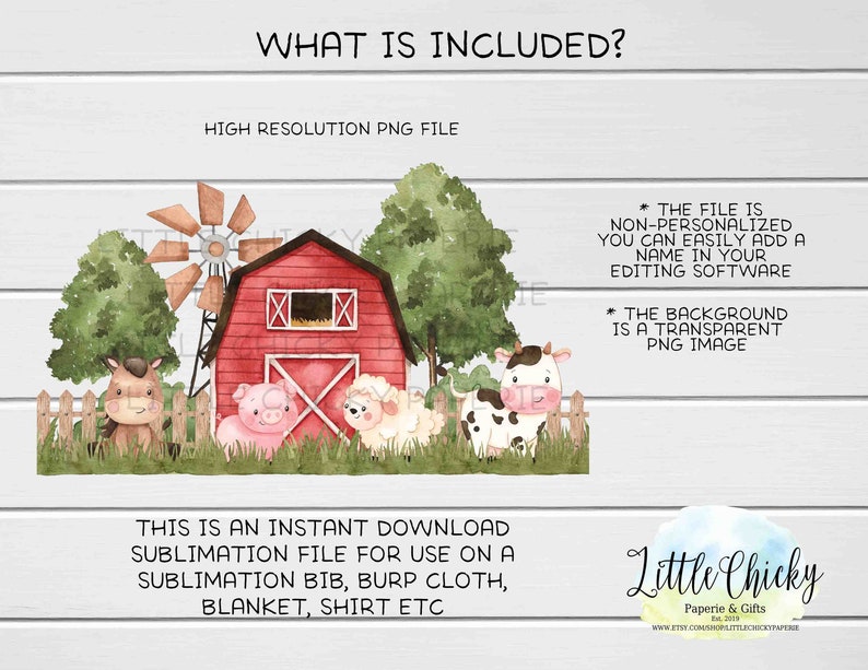 Red Barn Farm Animals Sublimation Design, Farm Animals Baby Blanket ...