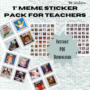 Random Meme Sticker Pack for Teachers (avery Compatible) - 1” Stickers ...