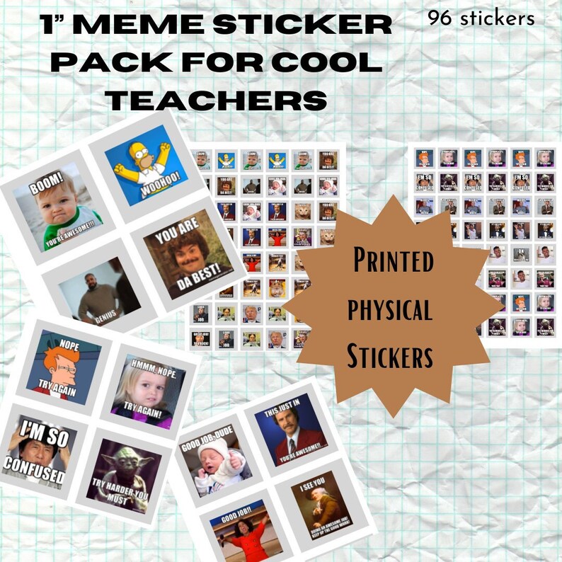 Random Pop Culture Funny Meme Sticker Pack for Cool Teachers ...