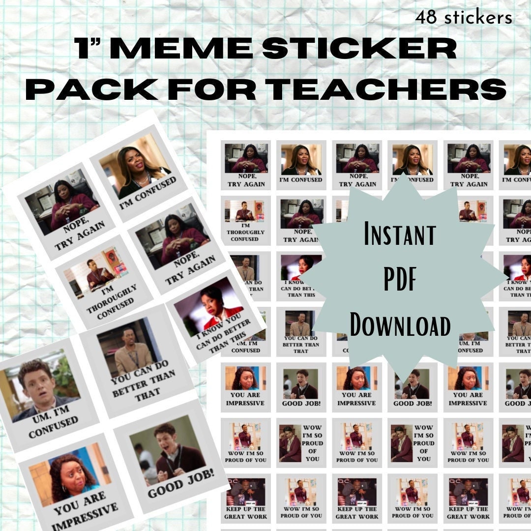 Black Culture Inspired Meme Sticker Pack for Teachers (avery Compatible ...