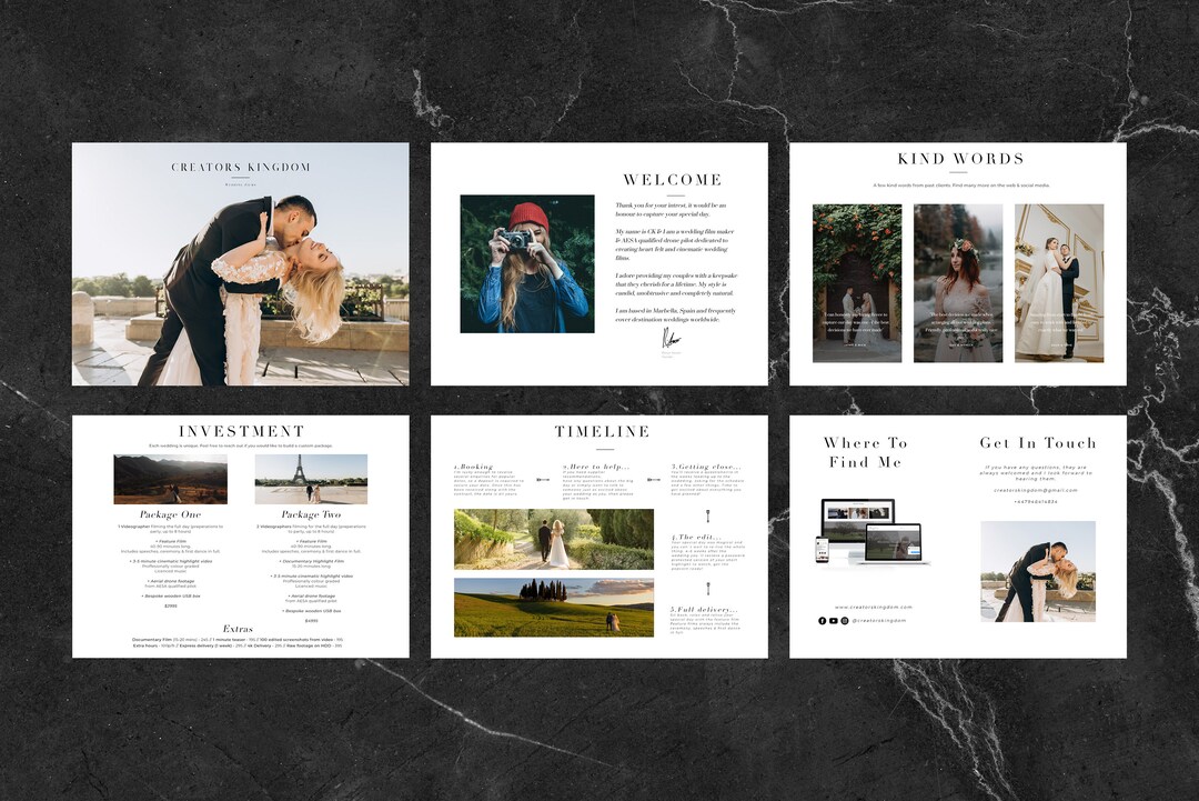 Wedding Videography/photography Cinematography Clean Pricing Magazine ...