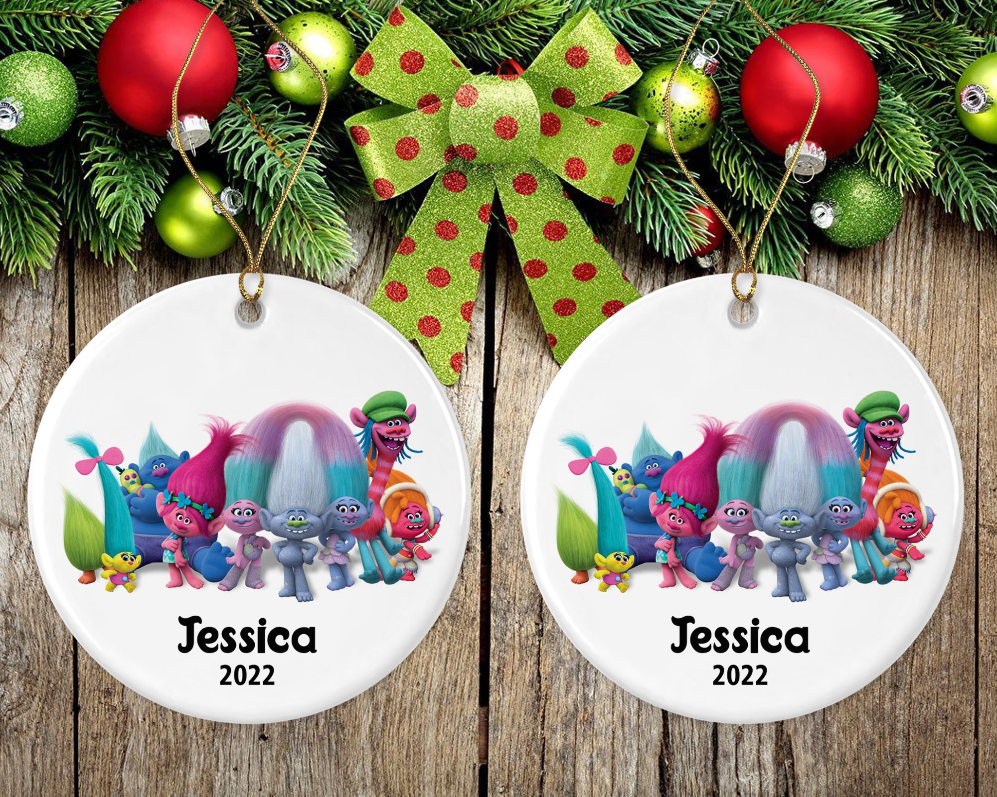 Personalized Trolls Christmas Ornament, Trolls Christmas Designed ...