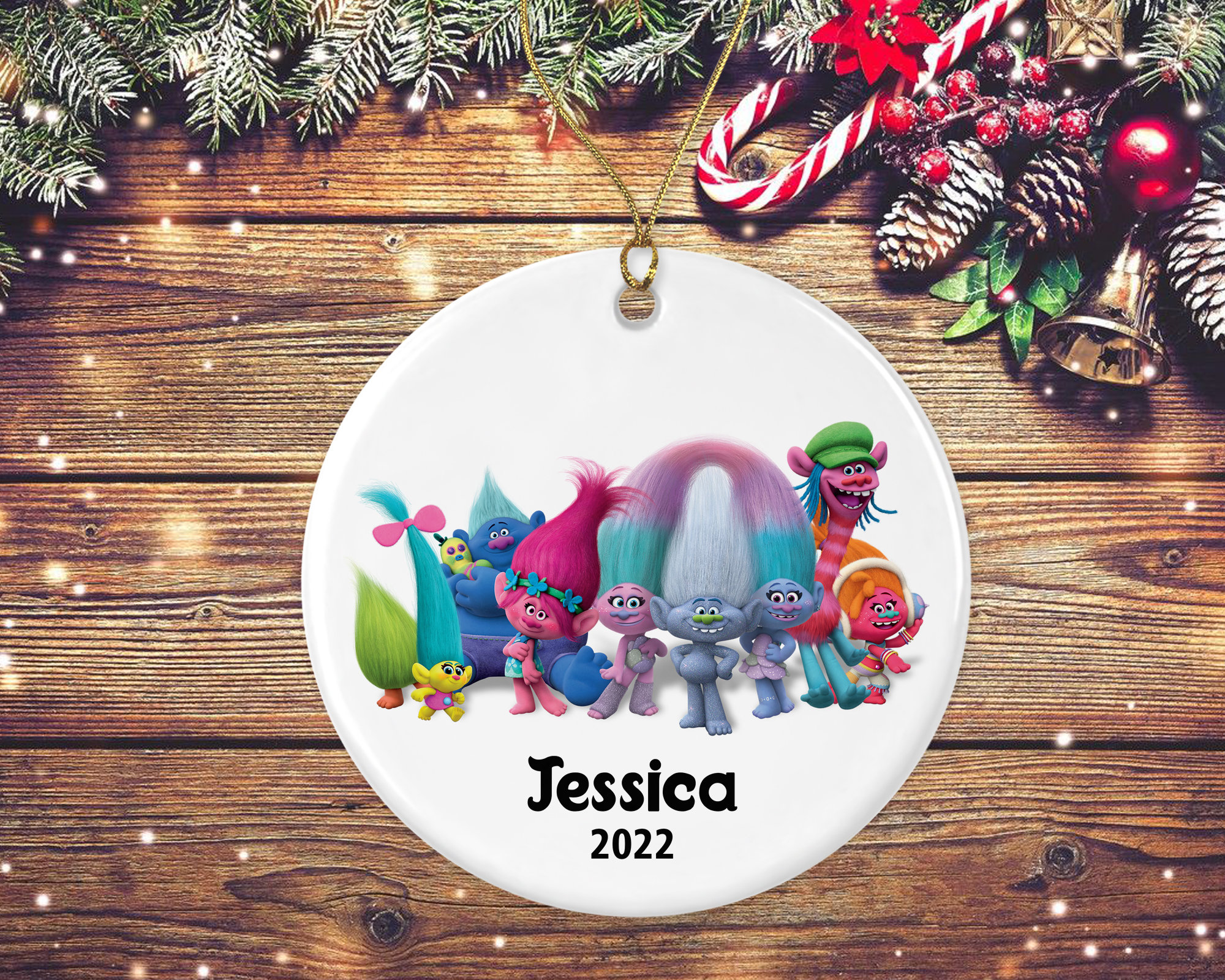 Personalized Trolls Christmas Ornament, Trolls Christmas Designed ...