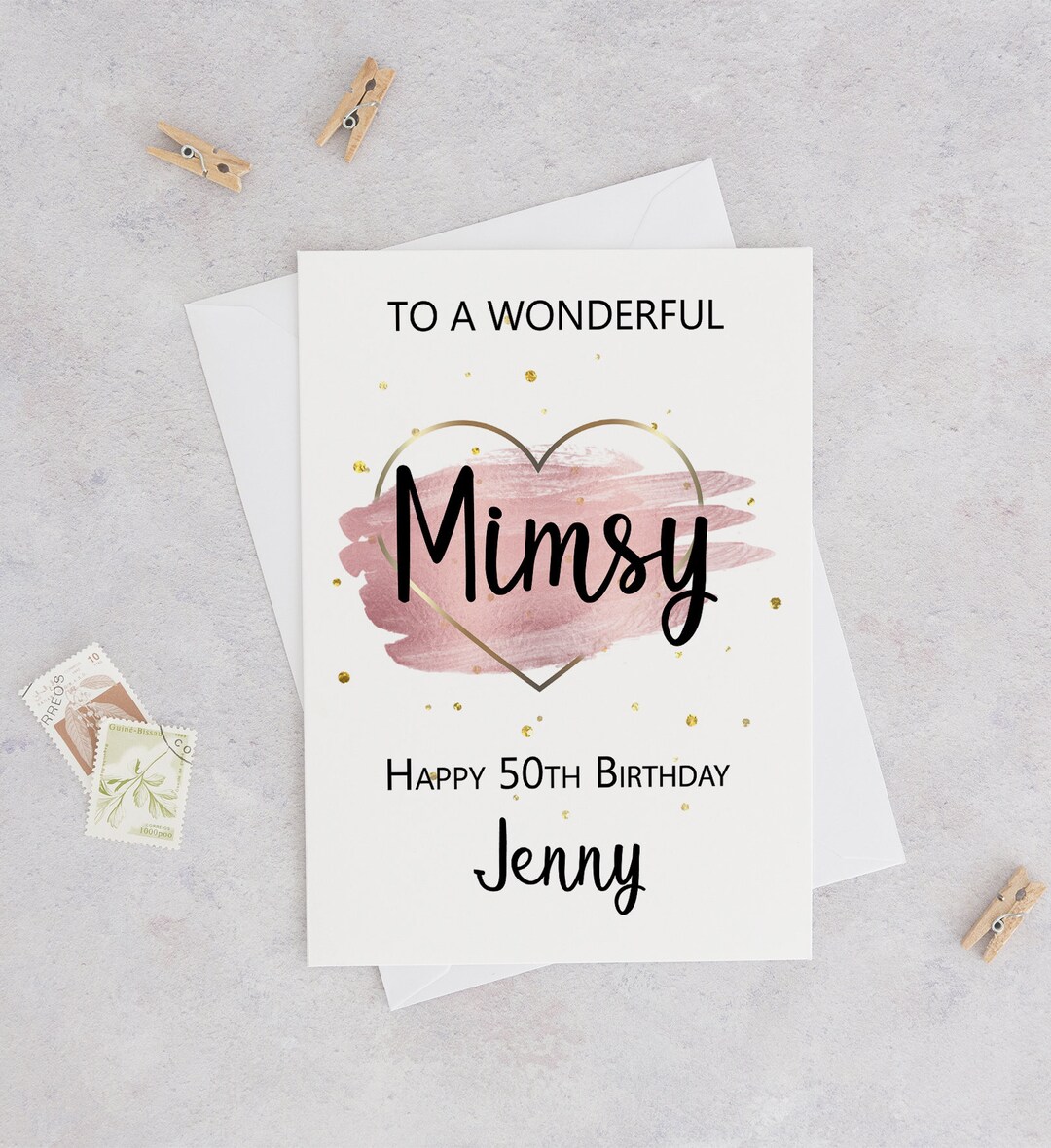 Personalized Mimsy Birthday Card With Pink Theme Heart Gifts - Etsy