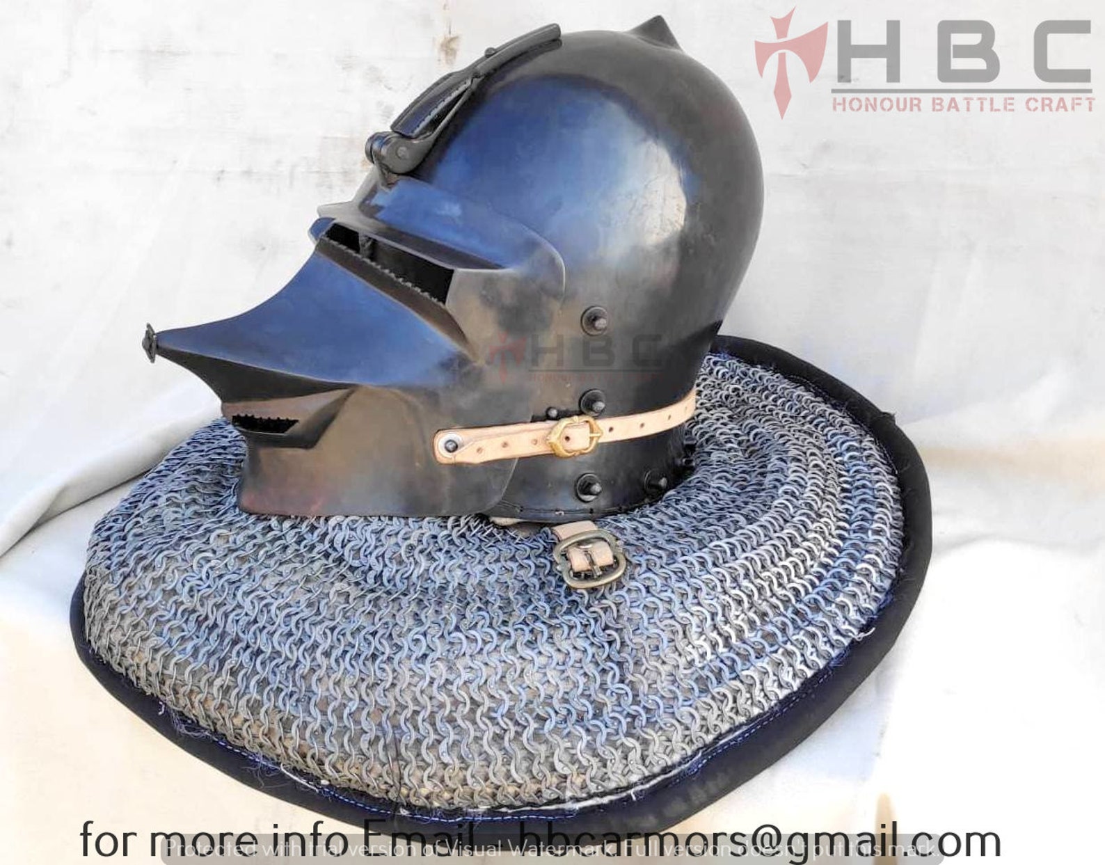 Handmade Beak Face Helmet Blackened With Chainmail collar | Etsy