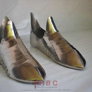 Hand-forged Gothic 15th Century Sabaton Foot Armour for Buhurt ...