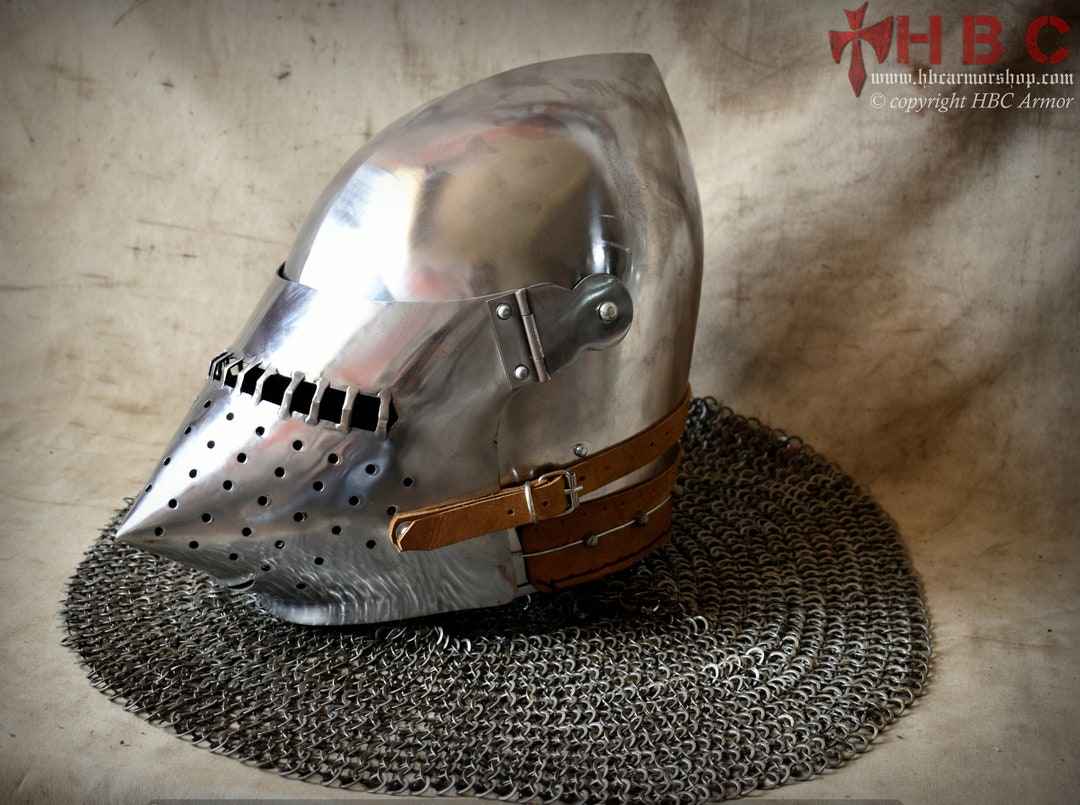 Medieval Houndskull Bascinet Helmet With Chainmail Attached /medieval ...