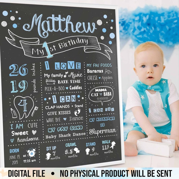 First Birthday Boy Sign - Etsy