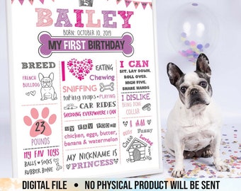 Printable Dog Birthday Board With Photo Instant Download Template 970 ...