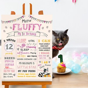 Cat Birthday Chalkboard, Kitty Birthday, Pet 1st Birthday Chalkboard ...