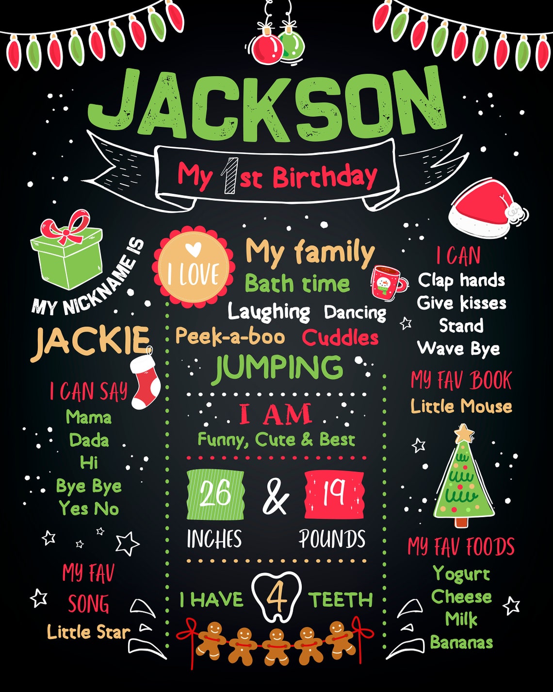 1st Birthday Boy / Girl Christmas Theme Party Decoration - Etsy