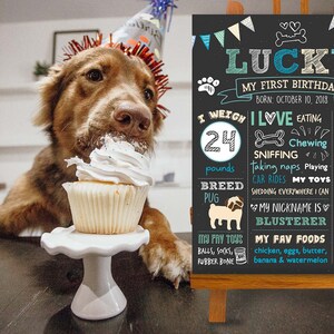 Dog Birthday Chalkboard Sign, Pet 1st Birthday Sign, Puppy First Party ...