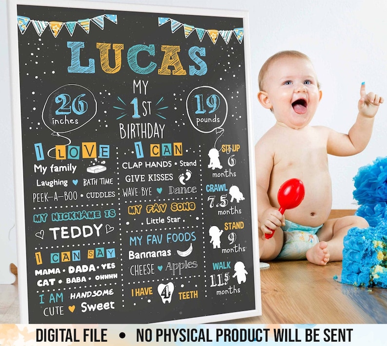 1st Birthday Chalkboard Sign First Birthday Chalkboard Boy - Etsy