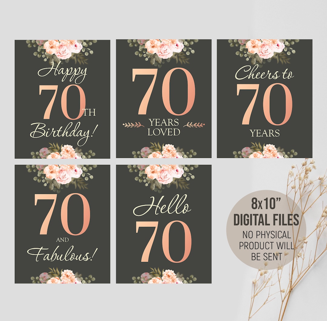Printable 70th Birthday Decorations, 70 Birthday Party Signs for Women ...