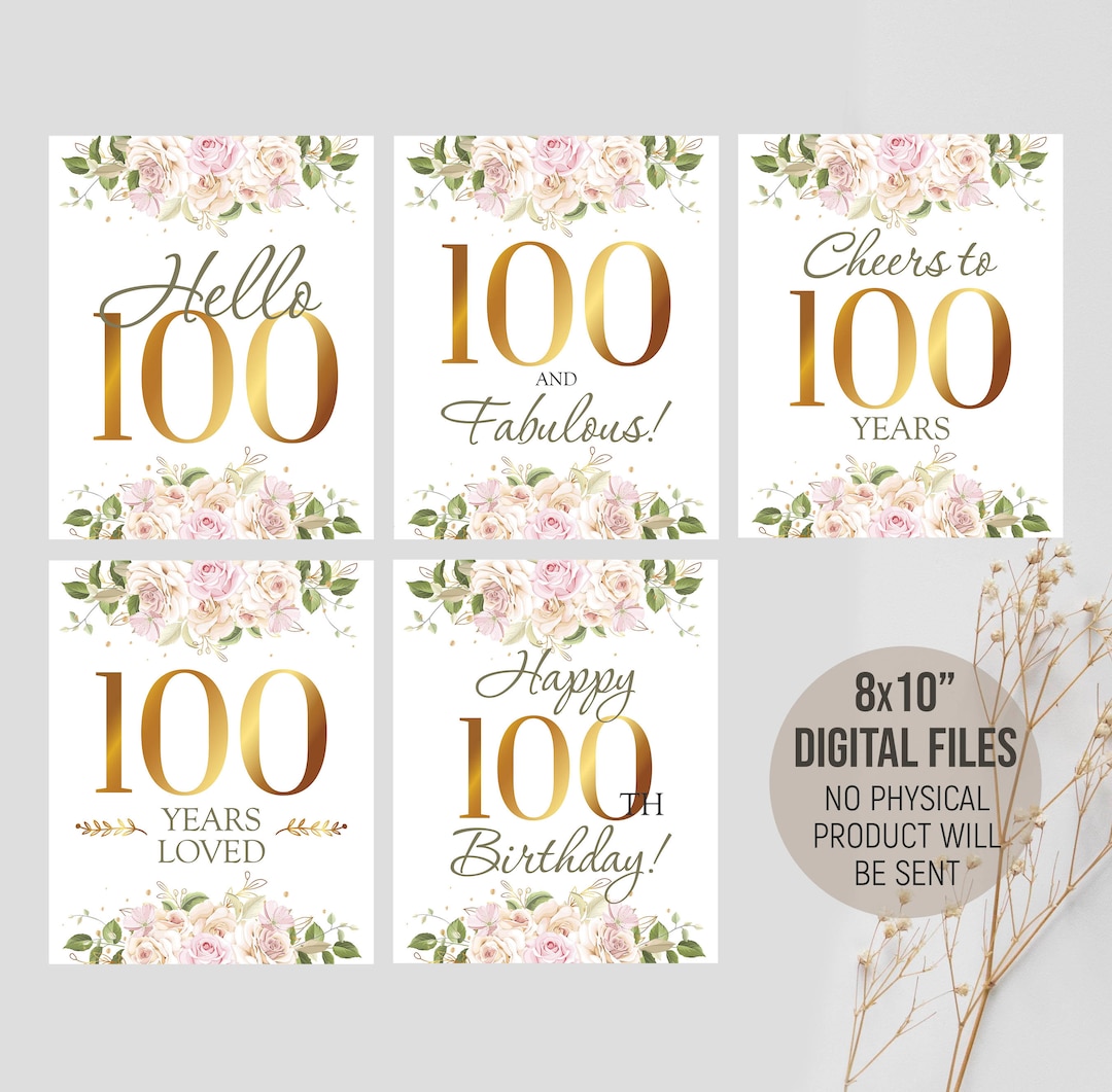 Happy 100th Birthday Signs, Party Decorations for Women, Cheers to 100 ...