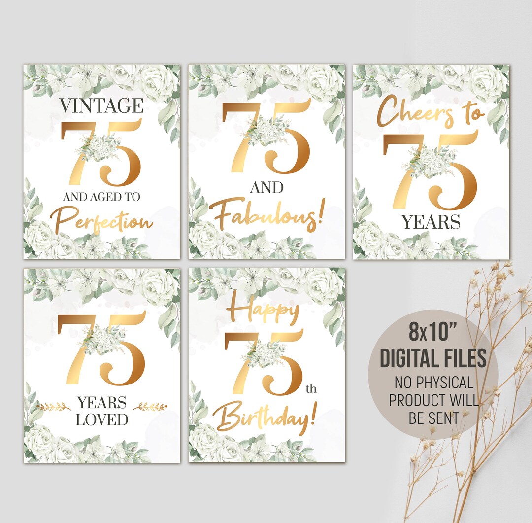 75th Birthday Party Signs for Her, 75th Milestone Decorations, 75 Years ...