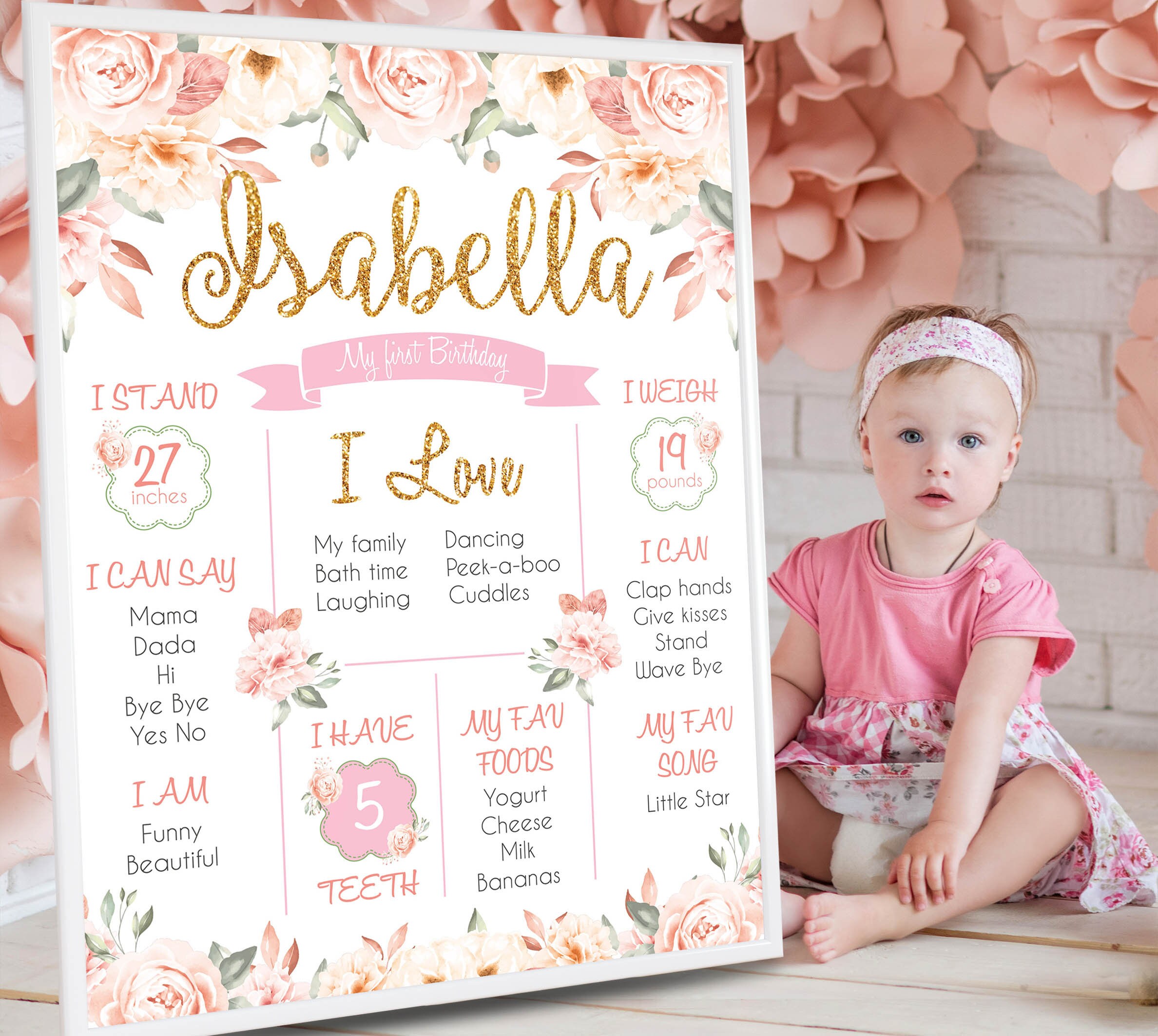 Personalized Birthday Board Printable First 1st Birthday | Etsy