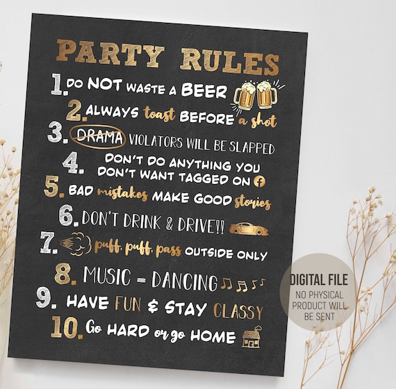Printable Birthday Decorations Cheers and Beers Party Rules - Etsy