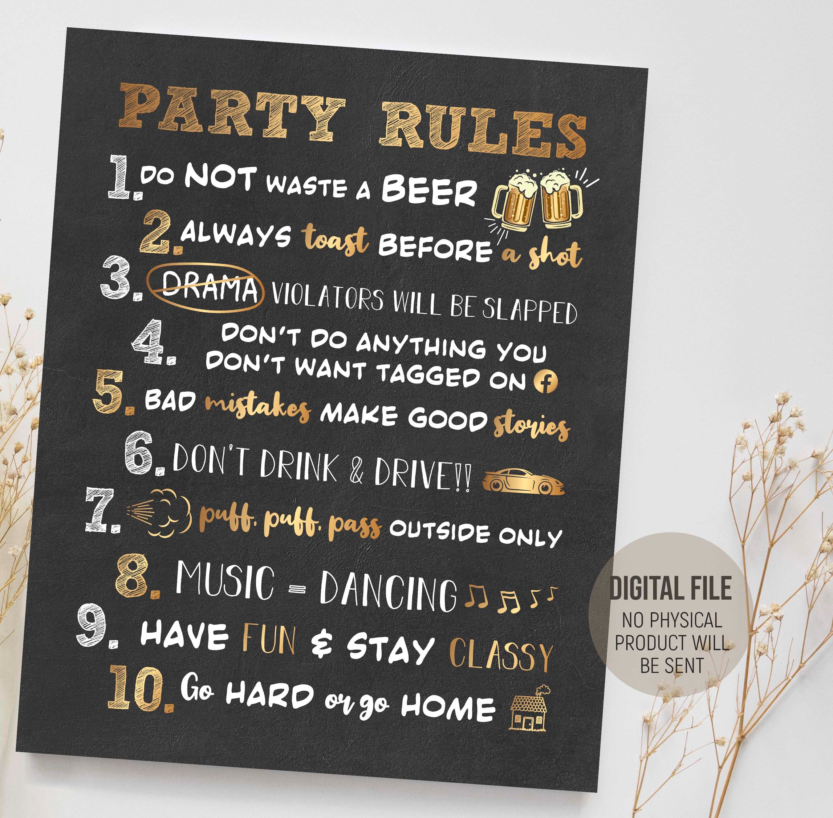Printable Birthday Decorations Cheers and Beers Party Rules - Etsy