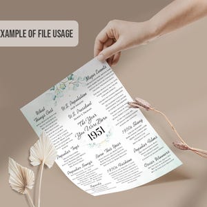 1951 Year You Were Born, Fun Facts Poster, Milestone Birthday Mint ...