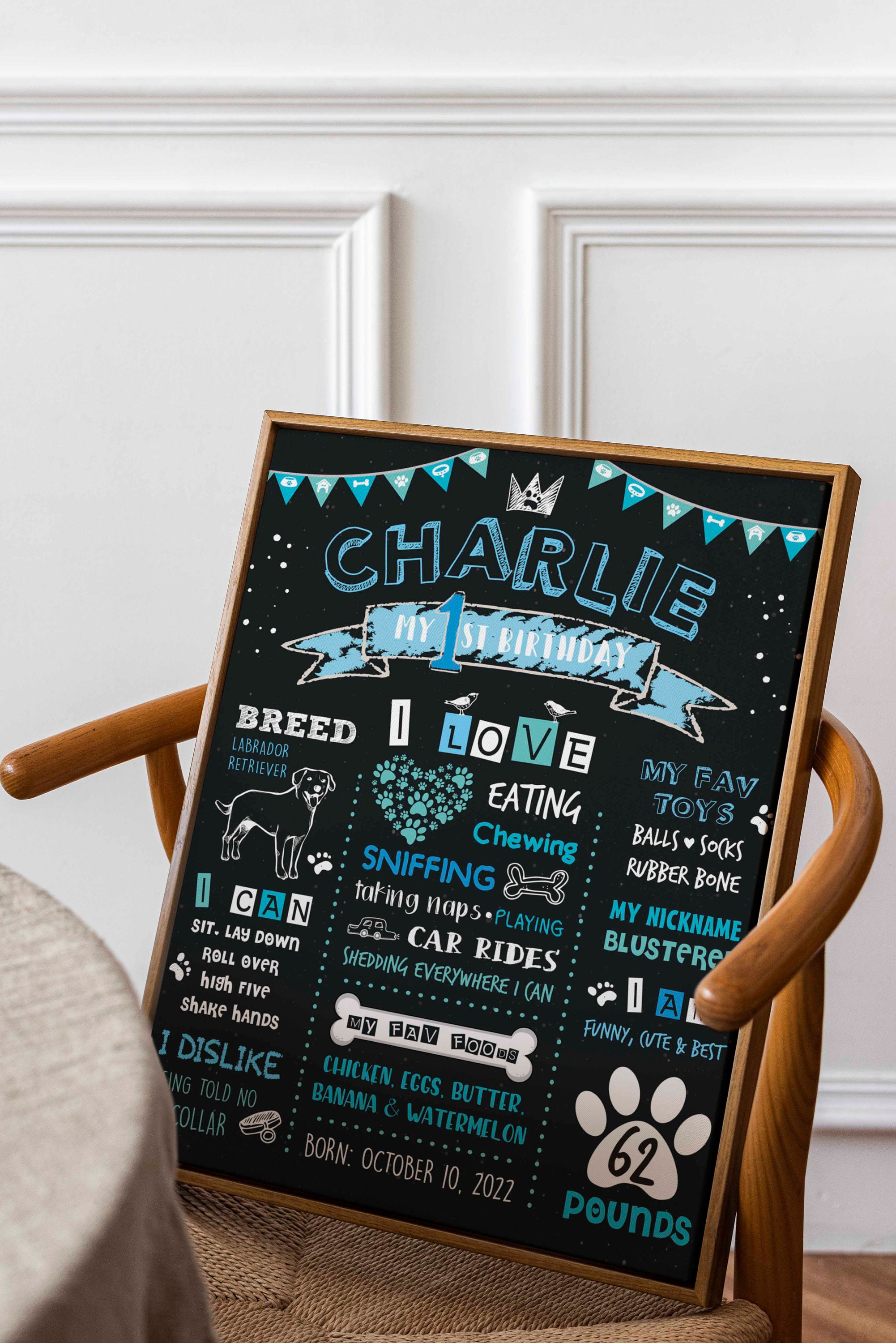 Dog First Birthday Poster Dog Birthday Board Puppy 1st - Etsy