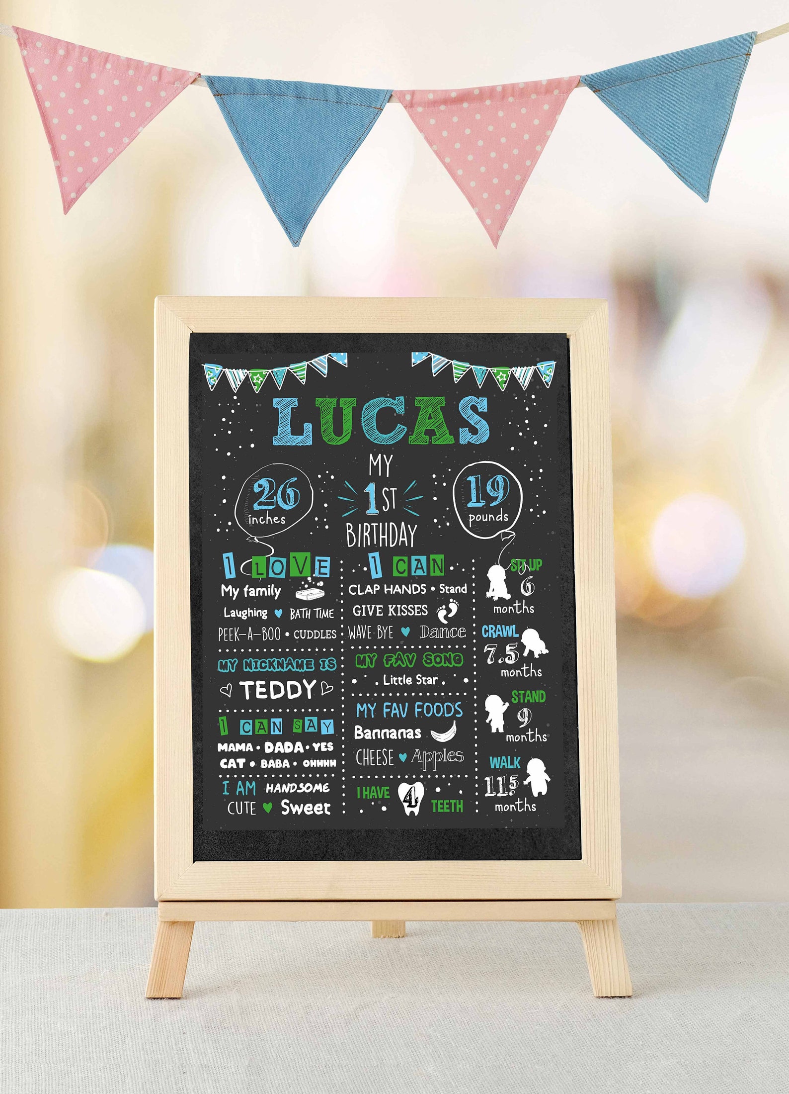 1st Birthday Chalkboard Sign First Birthday Chalkboard Boy - Etsy