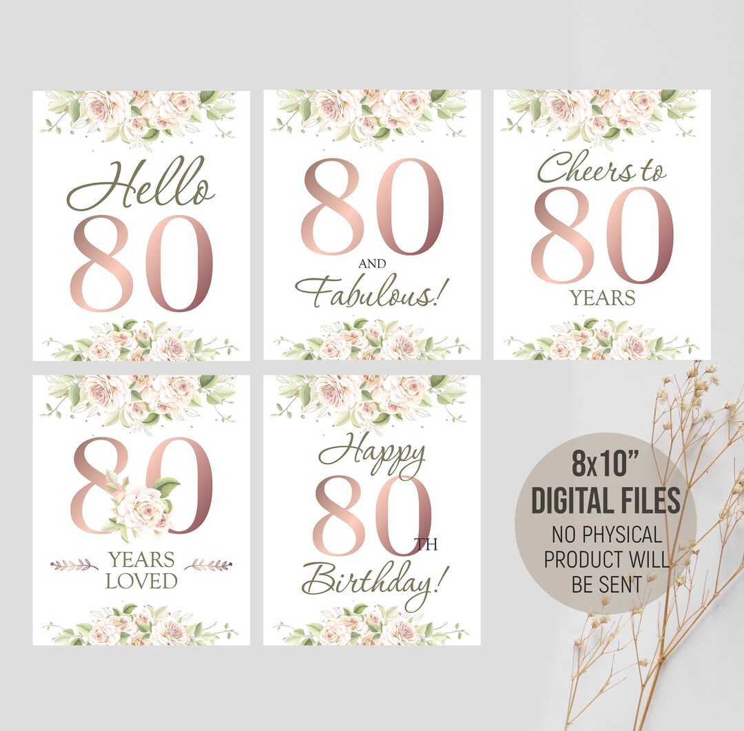 Happy 80th Birthday Signs, Party Decorations for Her, Cheers to 80 ...