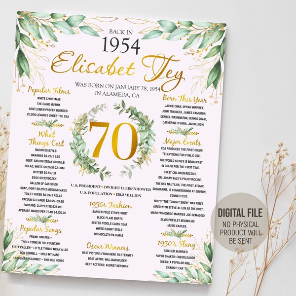 70th Birthday Poster - Etsy