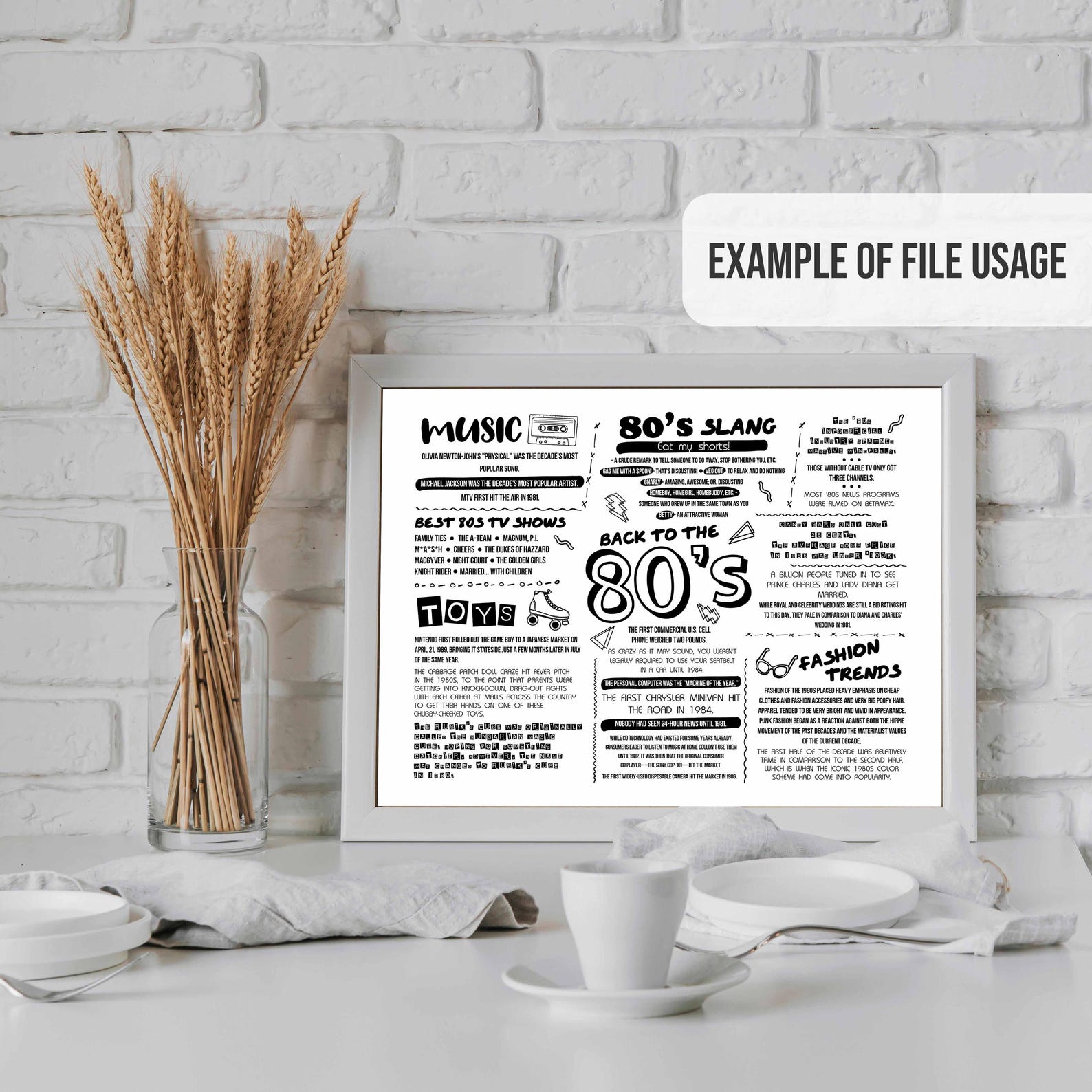 80s Theme Party Decorations Placemat, Back to the 1980s Fun Facts ...
