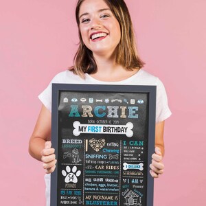 Dog's Personalized Custom Sign, Dog First Birthday Chalkboard, Dog ...