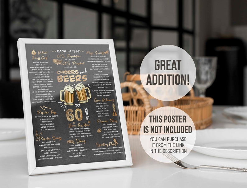 Printable 60th Birthday Decorations Cheers and Beers to 60 - Etsy