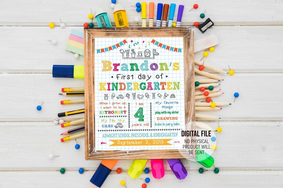 First Day of Kindergarten Sign, 1st Day Kindergarten Board, Photo Prop ...
